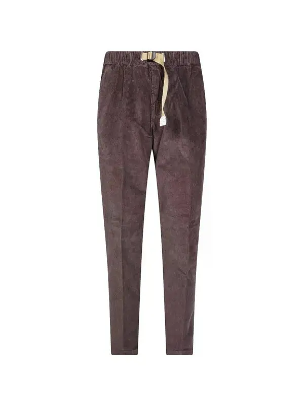 WHITE SAND Corduroy-effect Buckled-waistband Trousers