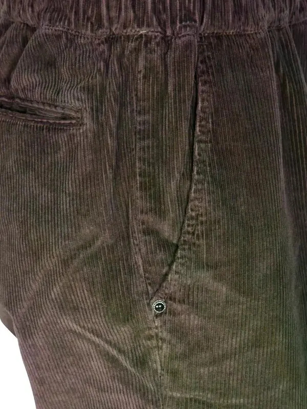 WHITE SAND Corduroy-effect Buckled-waistband Trousers
