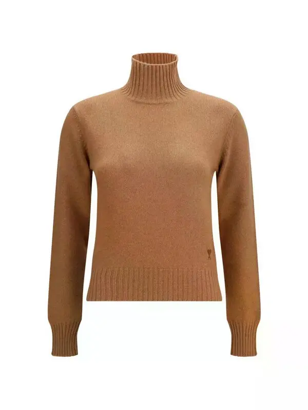 AMI Paris De Coeur Roll-neck Sweater - Brown