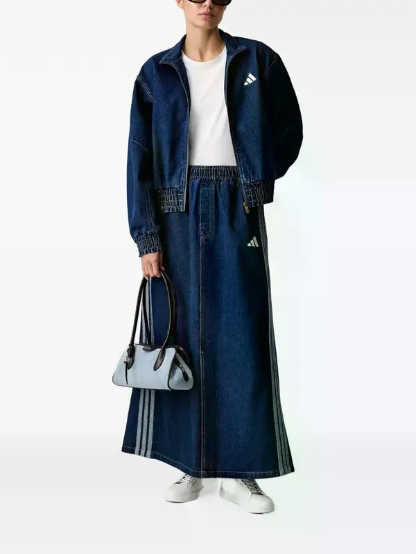 Adidas Stadium Washed-denim Loose-fit Midi Skirt