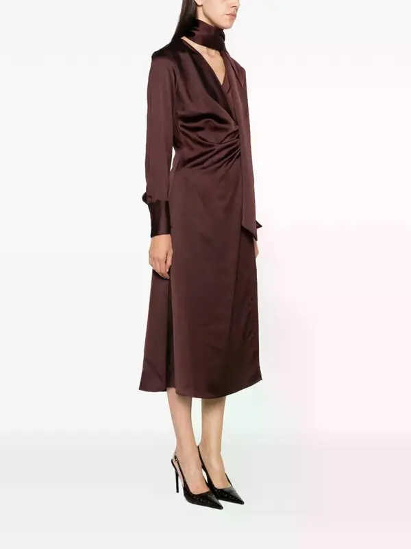 Imperial Scarf-detail Wrap-style Midi Dress