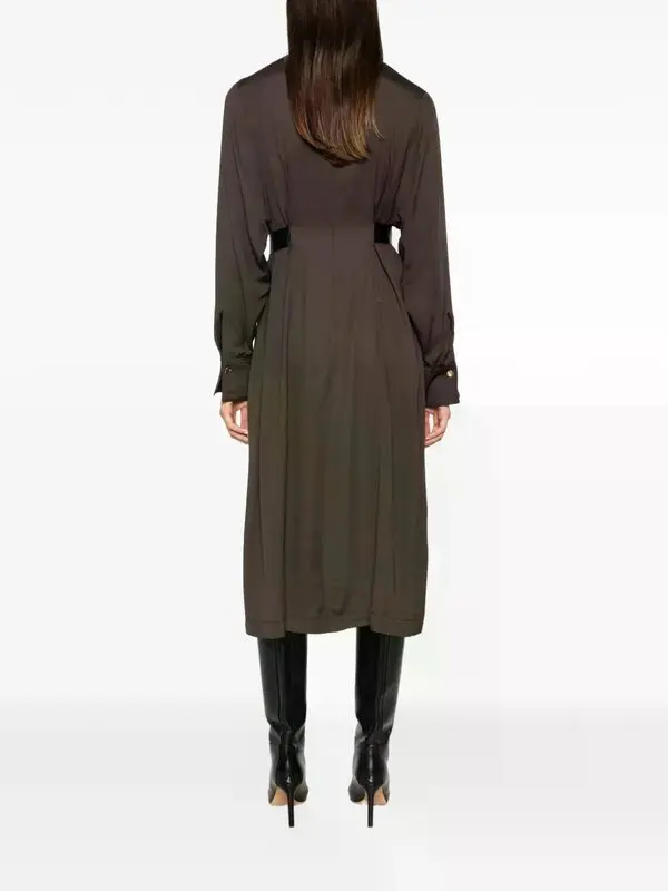 Imperial Belted Button-down Midi Dress - Brown