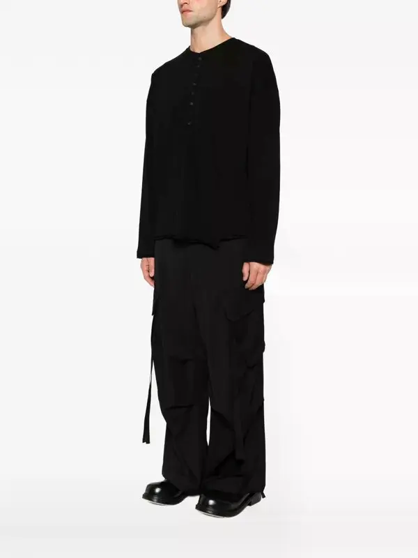 Isabel Benenato Button-placket Raw-edge Sweater