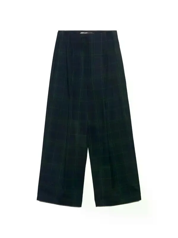 Bimba Y Lola Navy- Checked Darted Barrel-leg Trousers - Blue