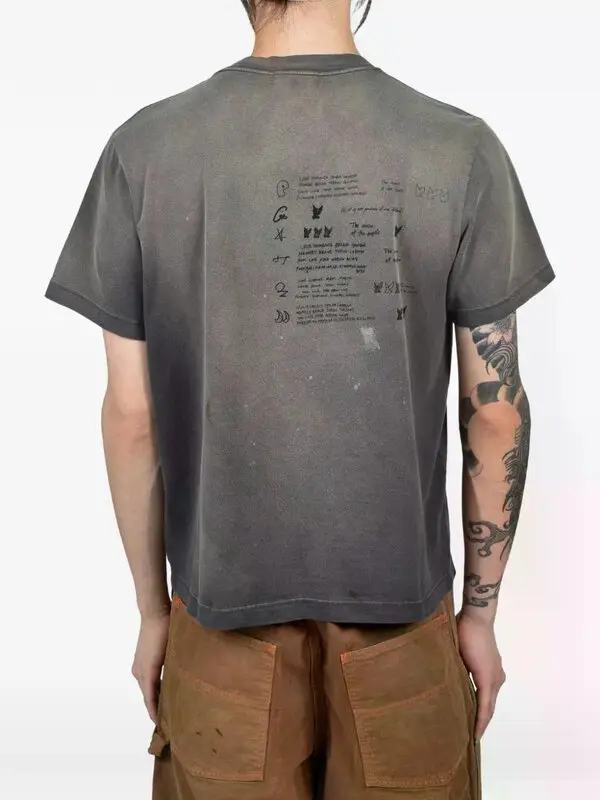 MASU Angel-embroidered Washed-effect T-shirt