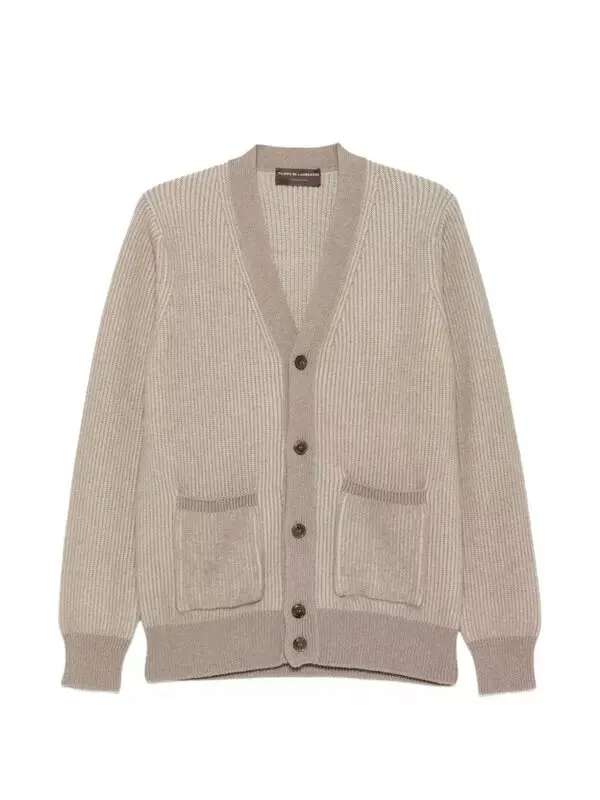 FILIPPO DE LAURENTIIS Ribbed-knit V-neck Cardigan