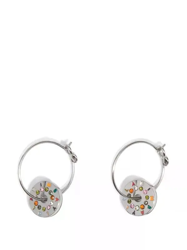 Bimba Y Lola Medium Logo And Crystals Hoop Earrings