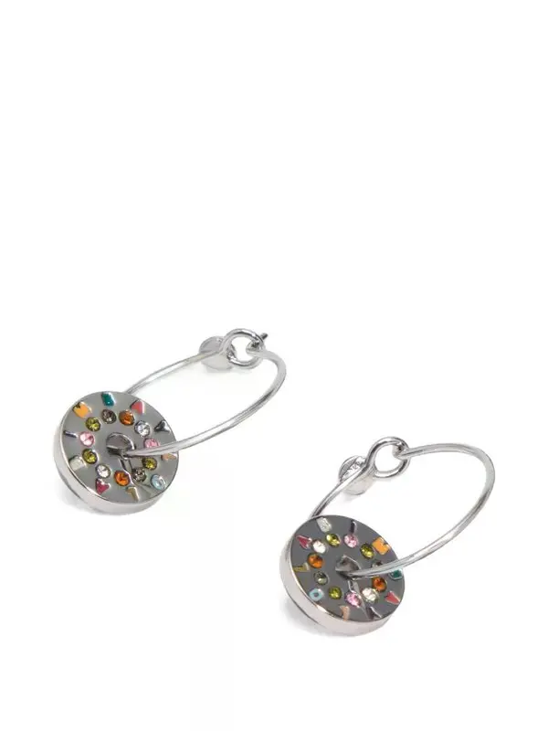 Bimba Y Lola Medium Logo And Crystals Hoop Earrings