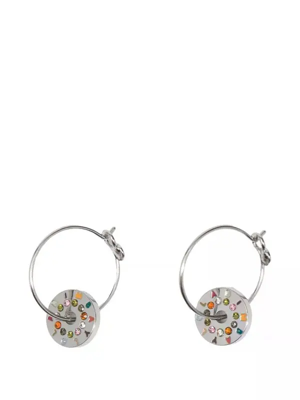 Bimba Y Lola Medium Logo And Crystals Hoop Earrings - Silver