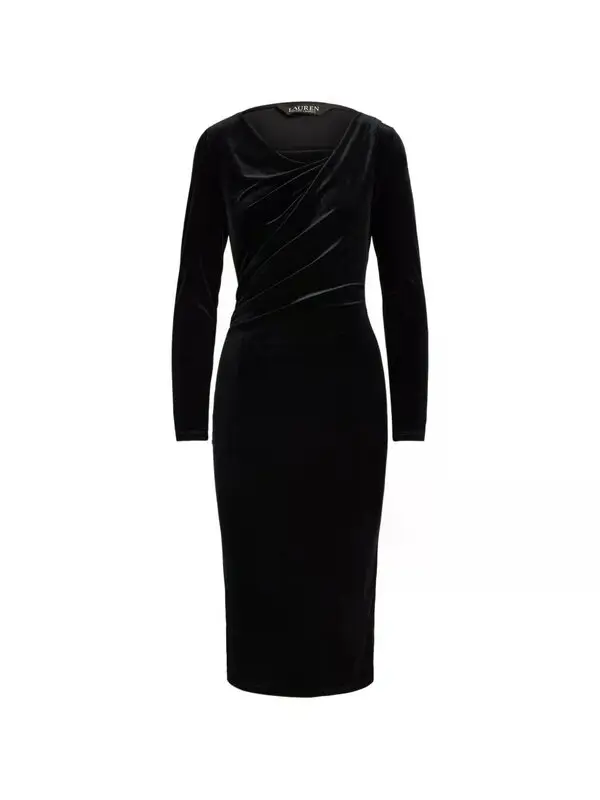 Ralph Lauren Draped Velvet Midi Dress
