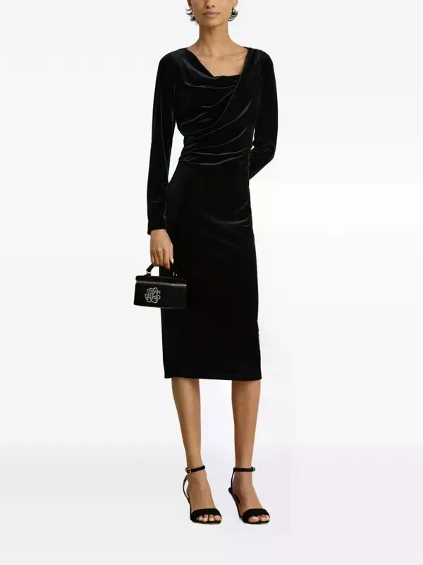 Ralph Lauren Draped Velvet Midi Dress