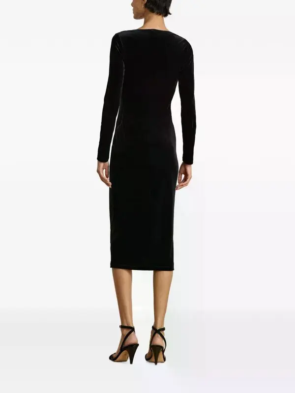 Ralph Lauren Draped Velvet Midi Dress