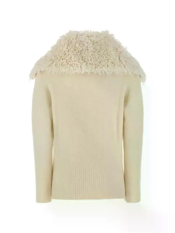 Loewe Shearling-collar Zip-up Sweater - Neutrals