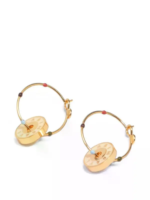 Bimba Y Lola Medium Ivory Enamel Logo Hoop Earrings