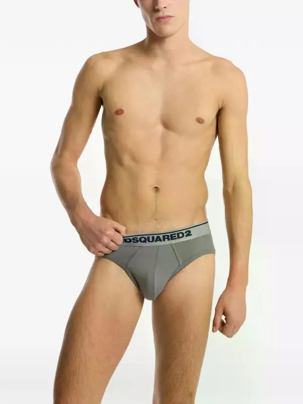 Dsquared2 Basic Logo-waistband Cotton Briefs - Grey
