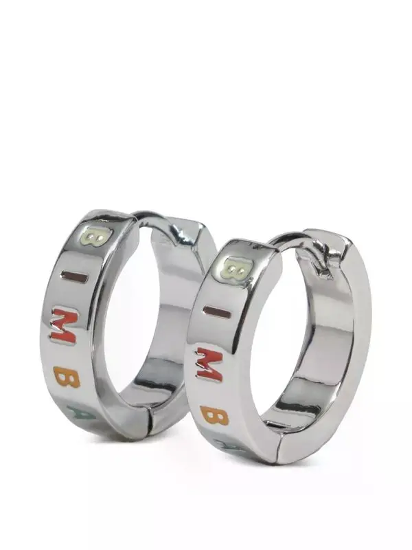 Bimba Y Lola Small And Multicolored Logo Hoop Earrings - Silver