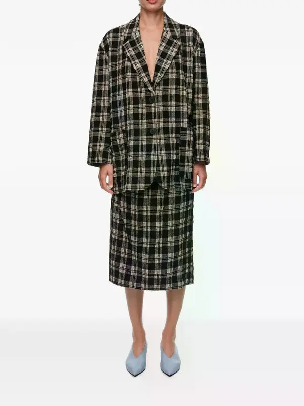 Bimba Y Lola Checked Straight Wool Skirt