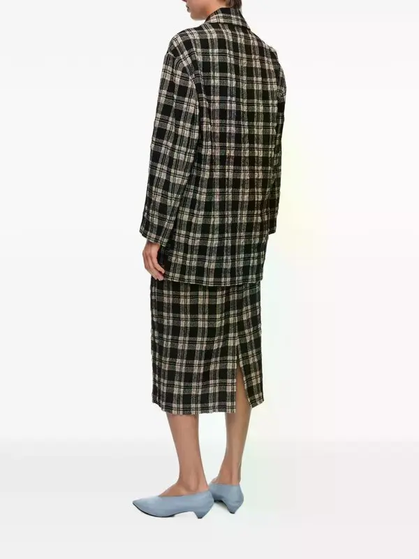 Bimba Y Lola Checked Straight Wool Skirt