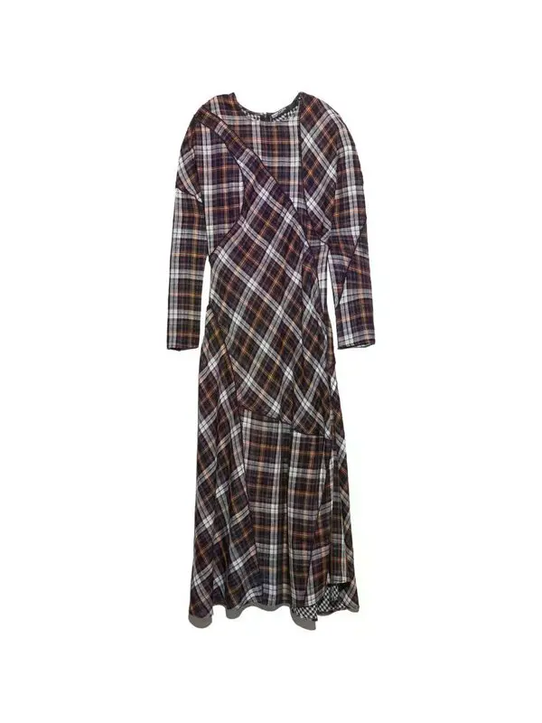 Bimba Y Lola Garnet Checked Patchwork Dress With Batwing Sleeves - Red