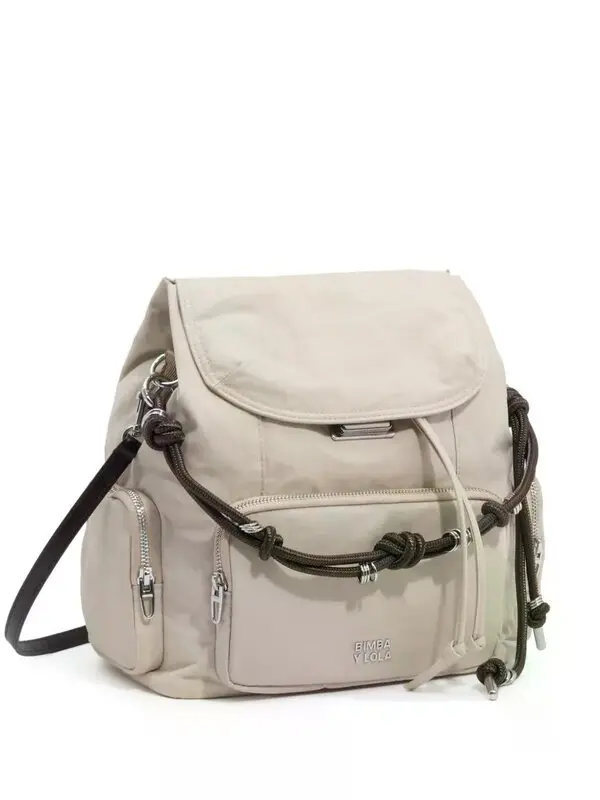 Bimba Y Lola Large Stone Cotton Pocket Backpack - Neutrals