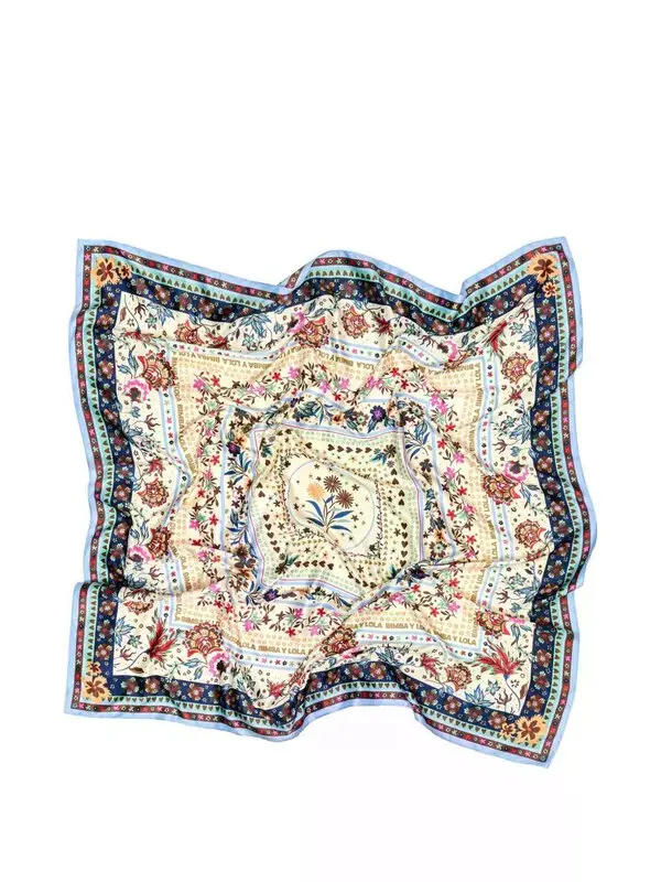 Bimba Y Lola Ivory Concentric Frames Floral Scarf