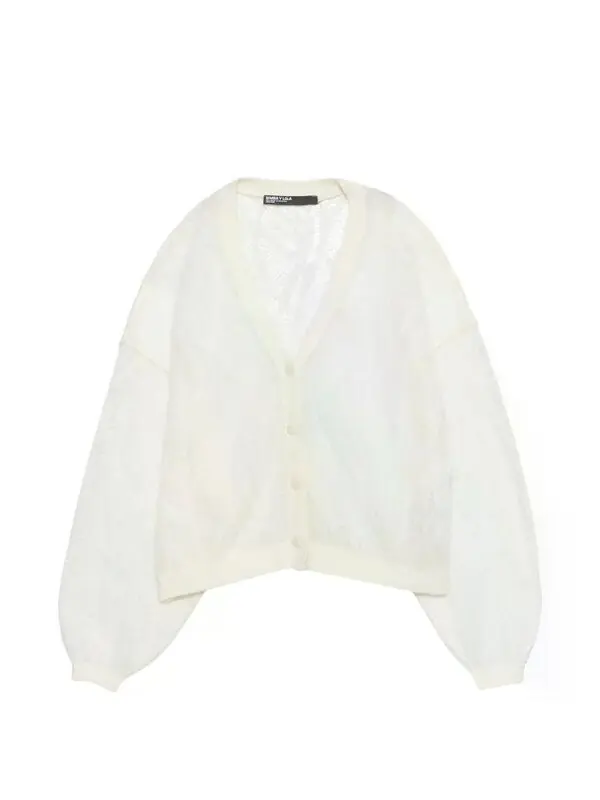 Bimba Y Lola Ivory Mohair Openwork Cardigan