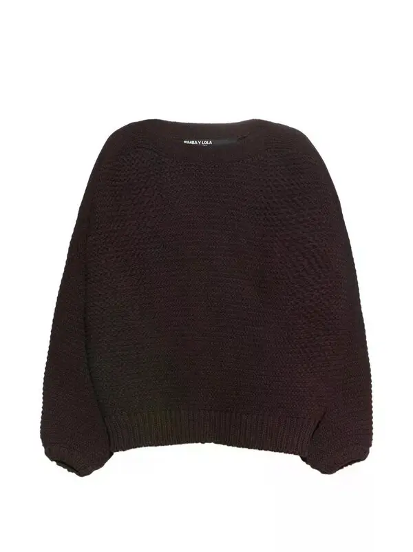 Bimba Y Lola Dark Chocolate Boat-neck Sweater With Volume - Brown