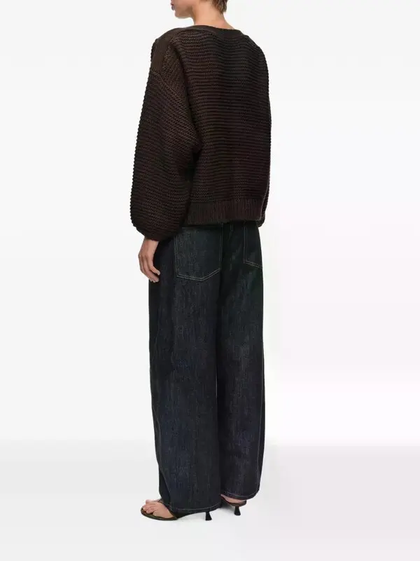Bimba Y Lola Dark Chocolate Boat-neck Sweater With Volume - Brown