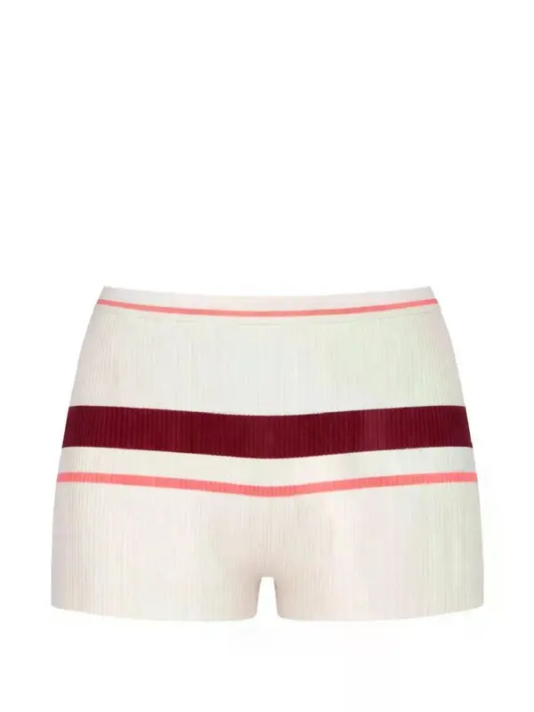 SELF-PORTRAIT Striped Ribbed-knit Shorts