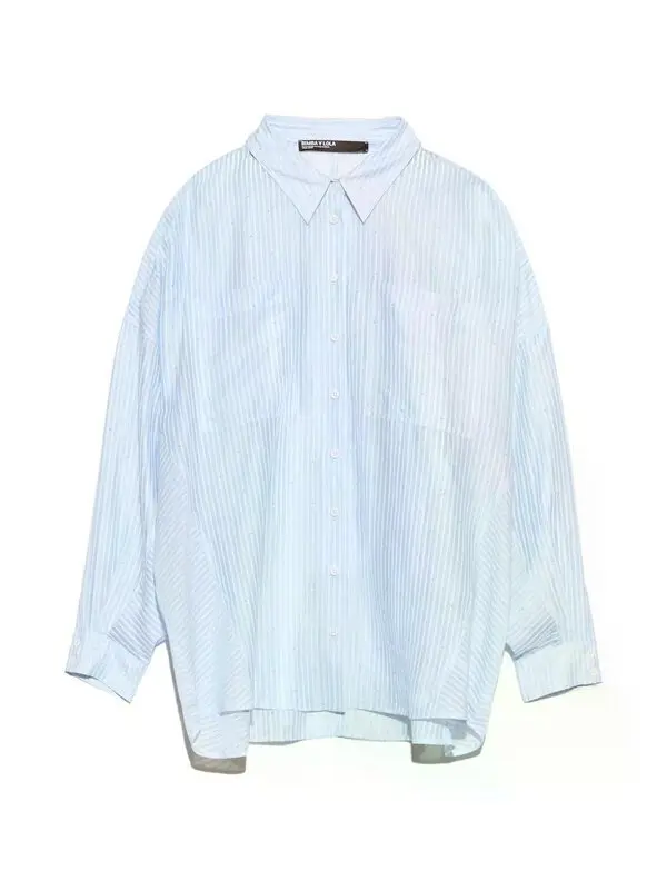 Bimba Y Lola Light Oversize Shirt With Mini Rivets And Stripes