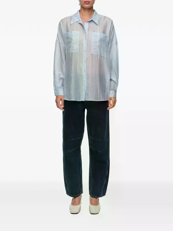 Bimba Y Lola Light Oversize Shirt With Mini Rivets And Stripes