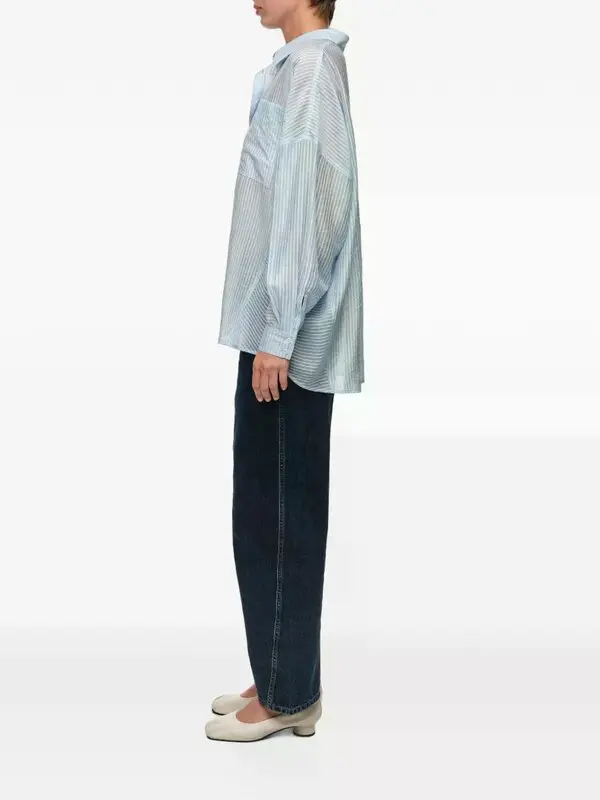 Bimba Y Lola Light Oversize Shirt With Mini Rivets And Stripes