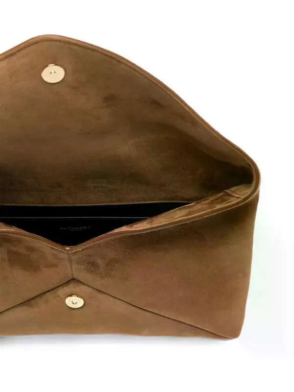 Saint Laurent Large Cassandre Suede Clutch Bag