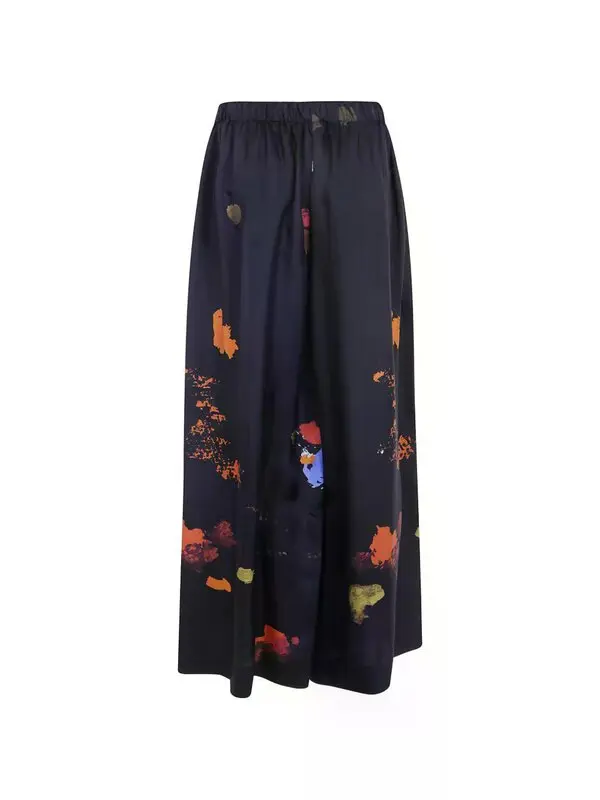 DANIELA GREGIS Abstract-print Silk Trousers - Black