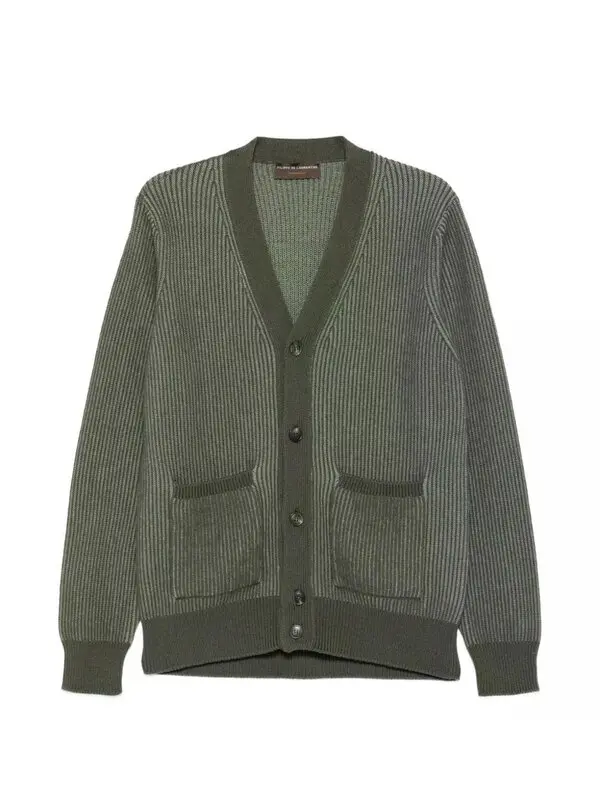 FILIPPO DE LAURENTIIS Ribbed-knit Front-pocket Cardigan