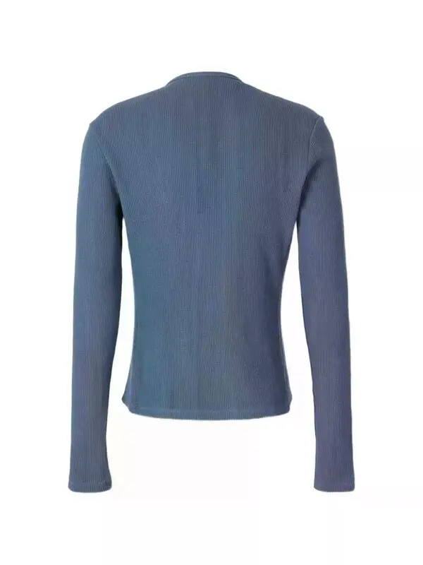 CARRER Lis Henley Waffle-knit T-shirt - Blue