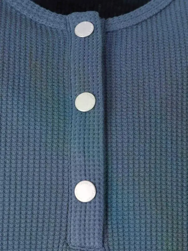 CARRER Lis Henley Waffle-knit T-shirt - Blue
