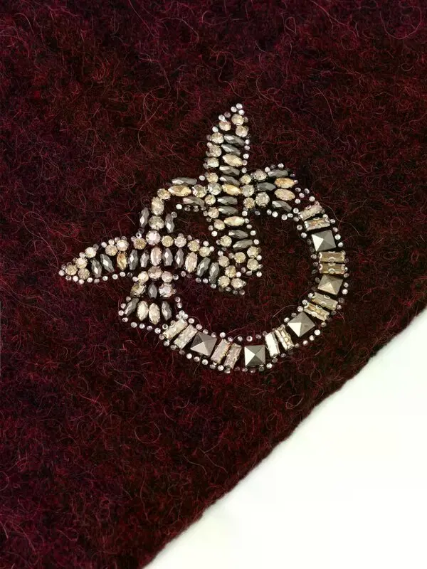 Pinko Love Birds Crystal-embellished Beanie Hat