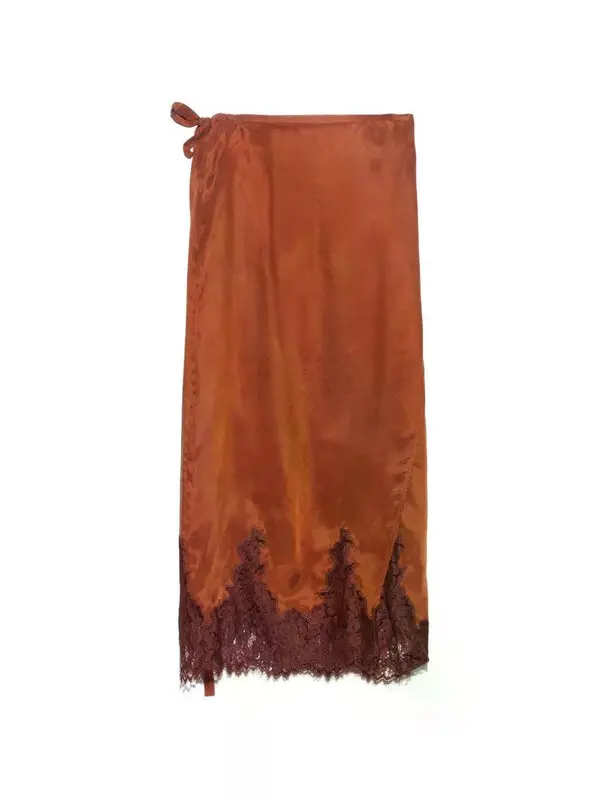 Bimba Y Lola Toffee Sarong Skirt With Lace Detailing - Brown