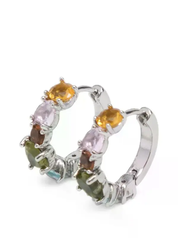 Bimba Y Lola Medium Crystals Heart Hoop Earrings