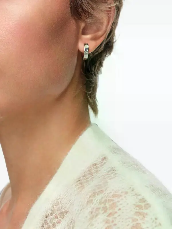 Bimba Y Lola Medium Crystals Heart Hoop Earrings