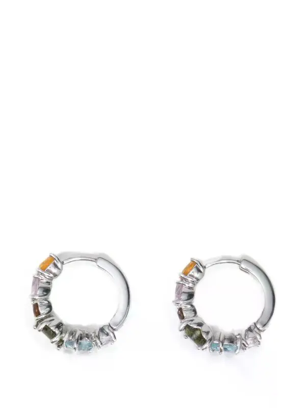 Bimba Y Lola Medium Crystals Heart Hoop Earrings