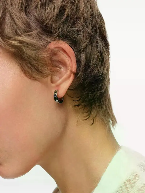 Bimba Y Lola Medium Crystals Heart Hoop Earrings