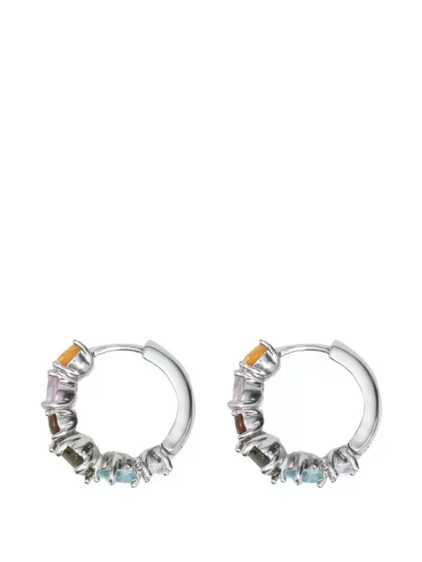 Bimba Y Lola Medium Crystals Heart Hoop Earrings