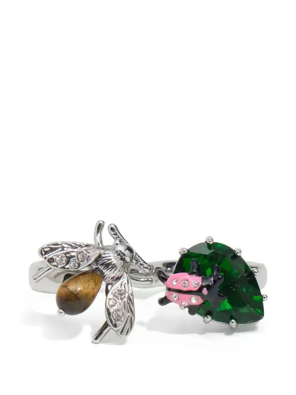 Bimba Y Lola Double Ring With Crystals And Bee