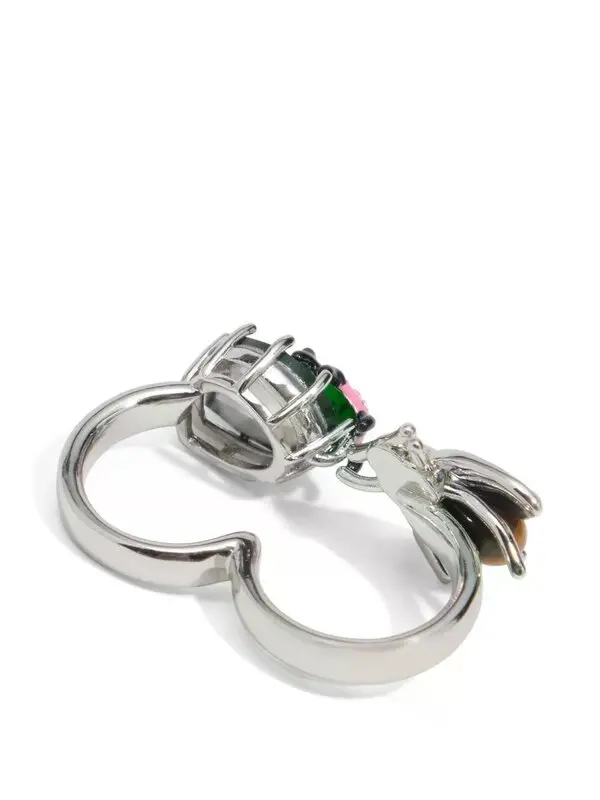 Bimba Y Lola Double Ring With Crystals And Bee