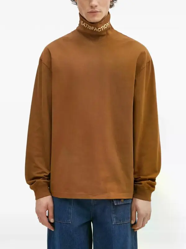 PLEASURES Satisfaction Logo-embroidered High-neck T-shirt