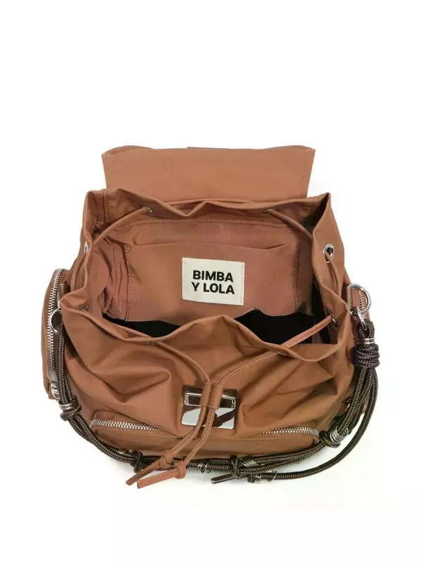 Bimba Y Lola Large Light Cotton Pocket Backpack - Brown