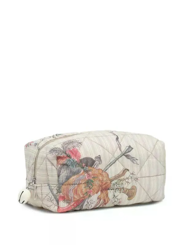 Bimba Y Lola Romantic Sweet Birds Small Cotton Make-up Case - Neutrals