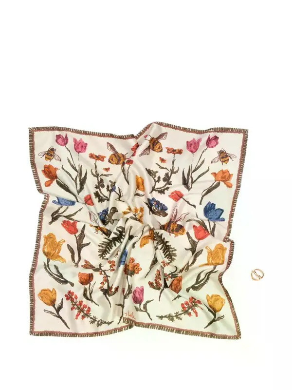 Bimba Y Lola Ivory Flowers And Bees Scarf Charm